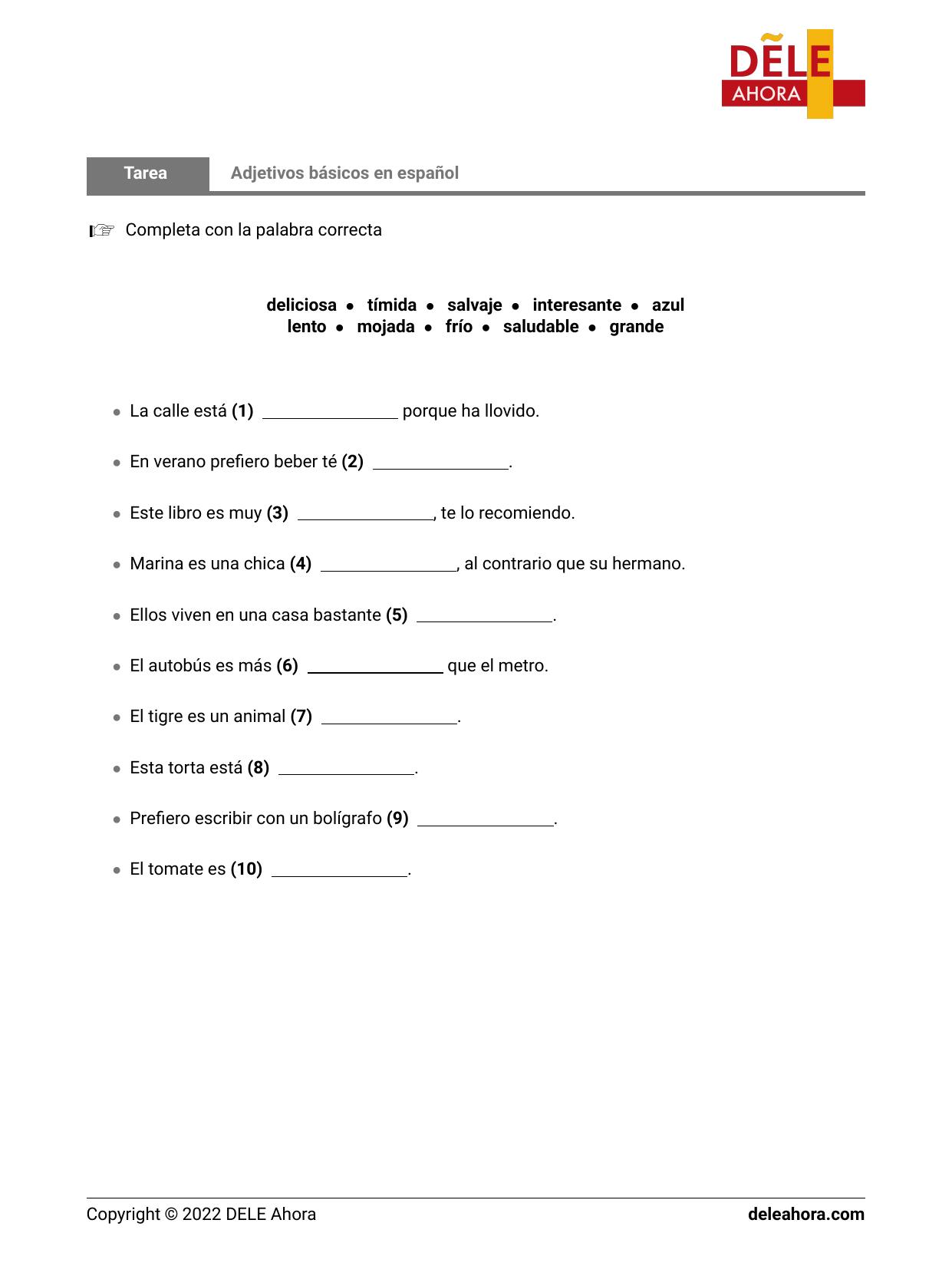 Adjetivos básicos en español | Vocabulario • DELE Ahora