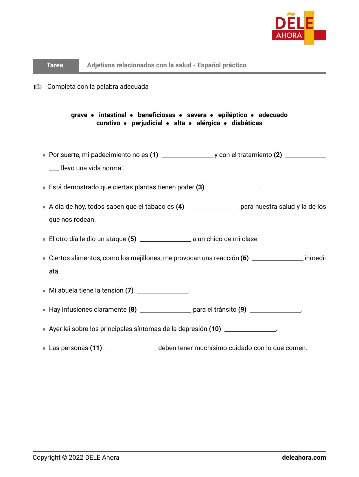 Adjetivos relacionados con la salud - Español práctico | Vocabulario