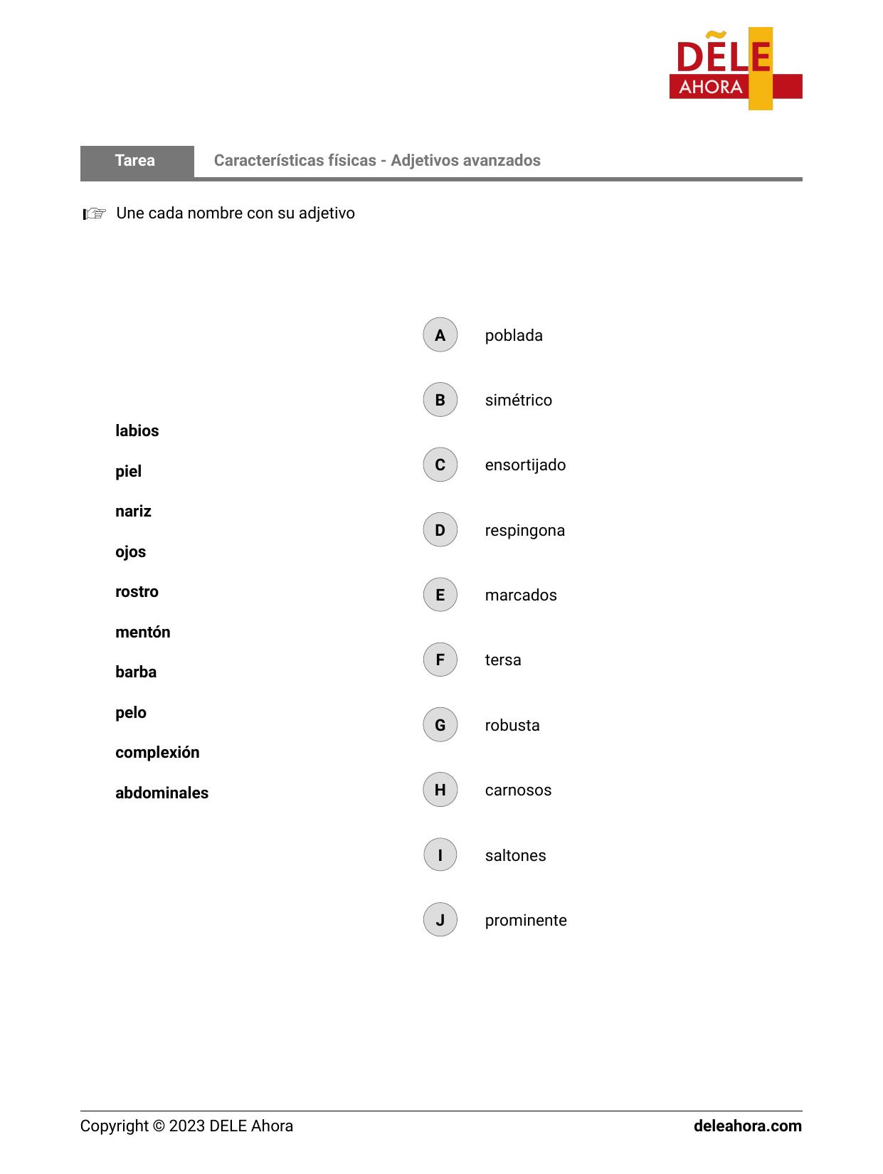 Características físicas - Adjetivos avanzados | Vocabulario