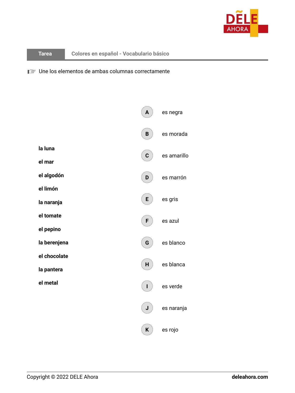 Colores en español - Vocabulario básico | Vocabulario