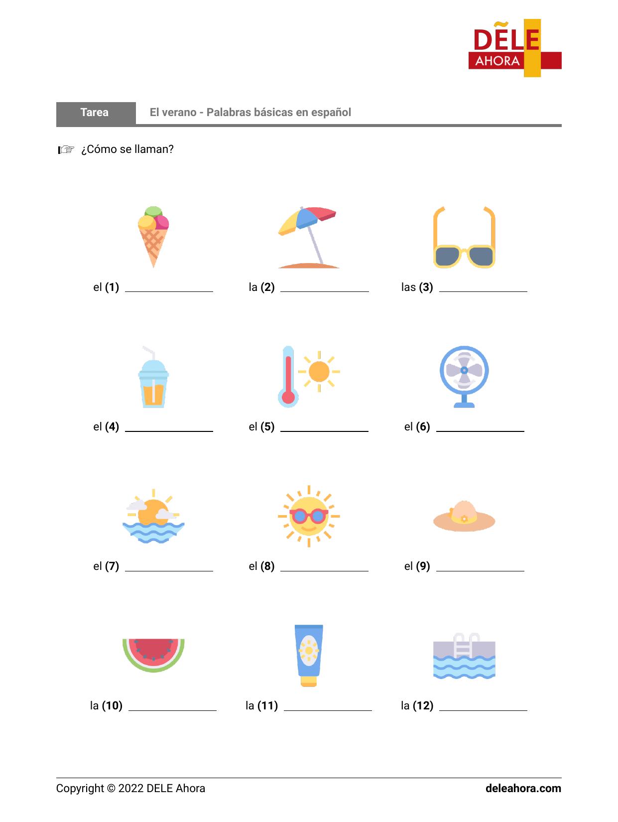 El verano - Palabras básicas en español | Vocabulario