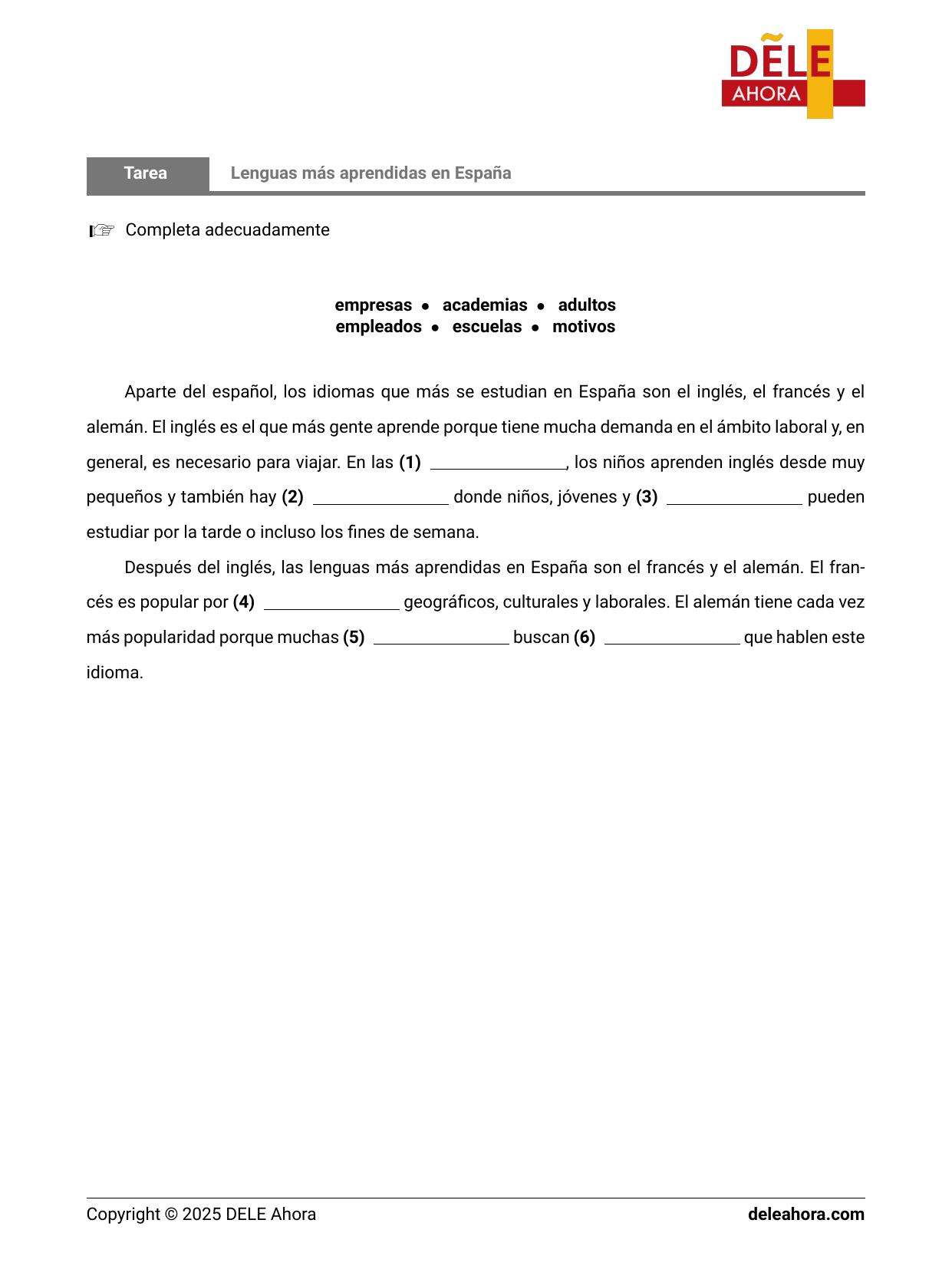 Lenguas más aprendidas en España | Vocabulario • DELE Ahora