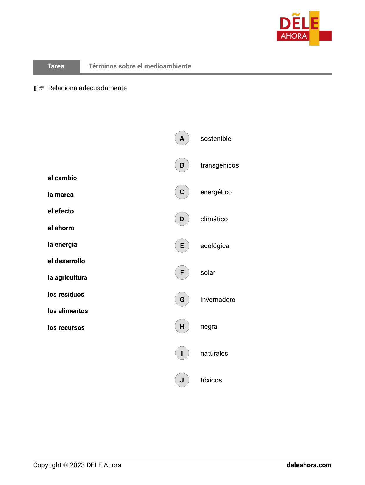 Términos sobre el medioambiente | Vocabulario • DELE Ahora