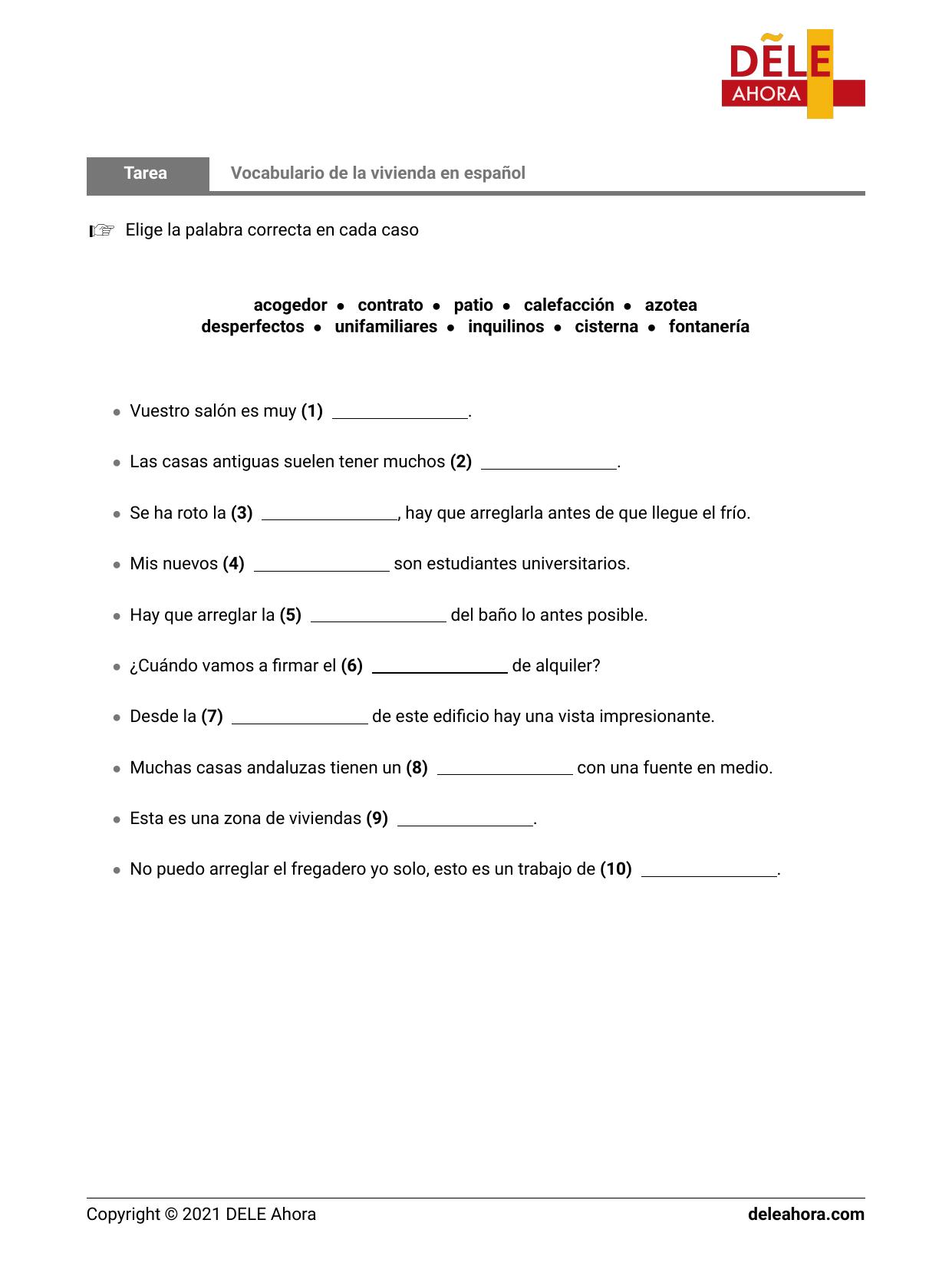 Vocabulario de la vivienda en español | Vocabulario