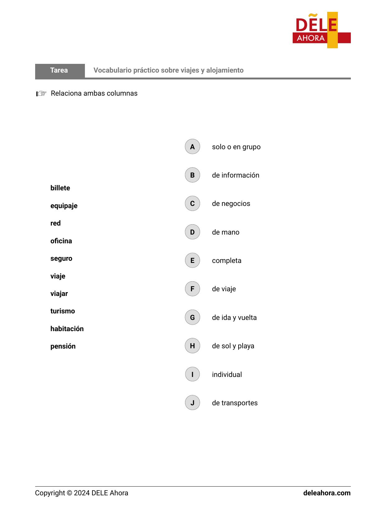 Vocabulario práctico sobre viajes y alojamiento | Vocabulario